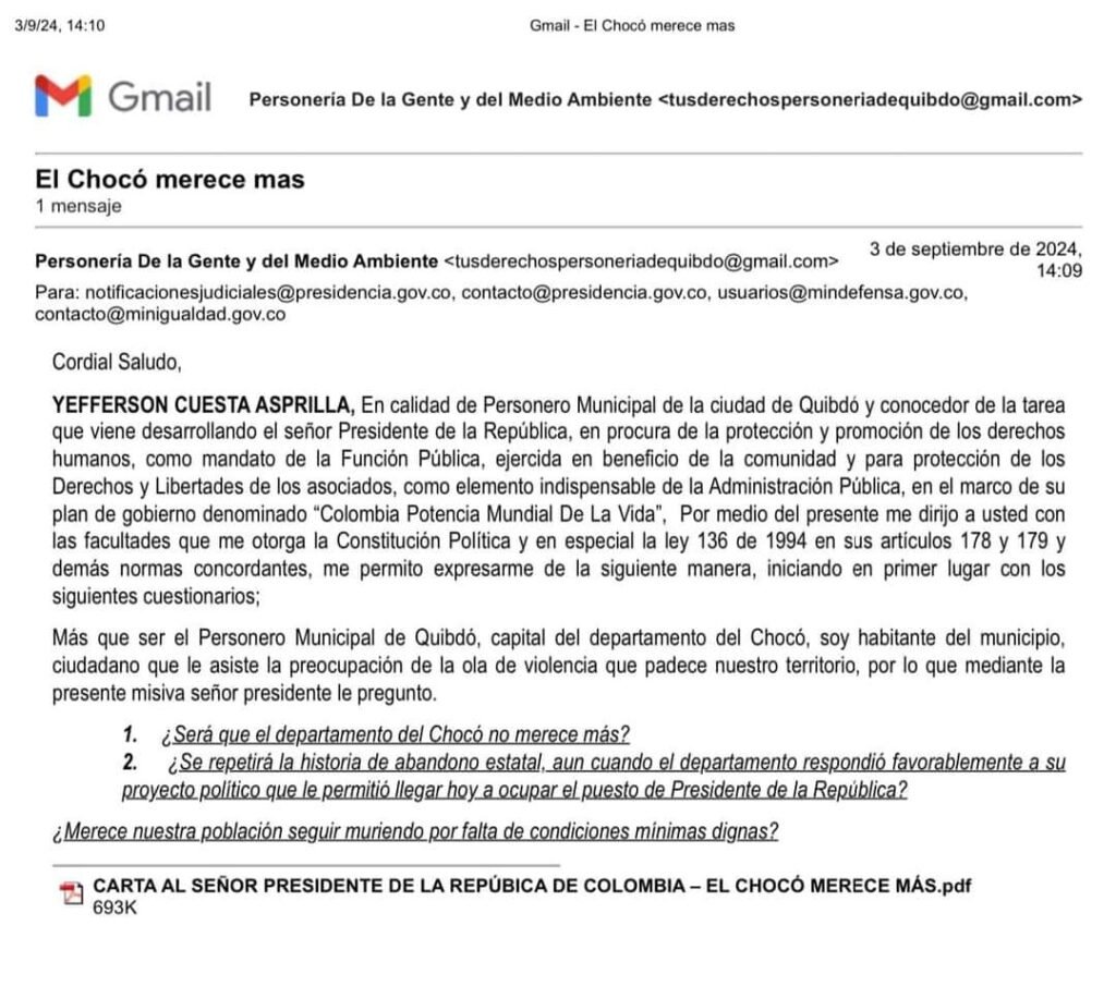 EL MUNICIPIO DE QUIBDÓ Y TODAS LAS REGIONES DEL CHOCÓ MERECEN MÁS Y ...