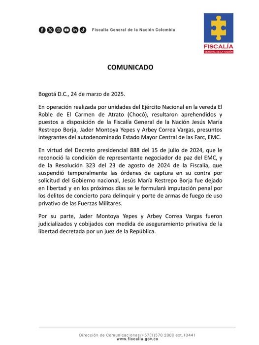 FISCALÍA JUSTIFICÓ LA LIBERACIÓN DE ALIAS DARLISON CON BASE EN SU PAPEL ...